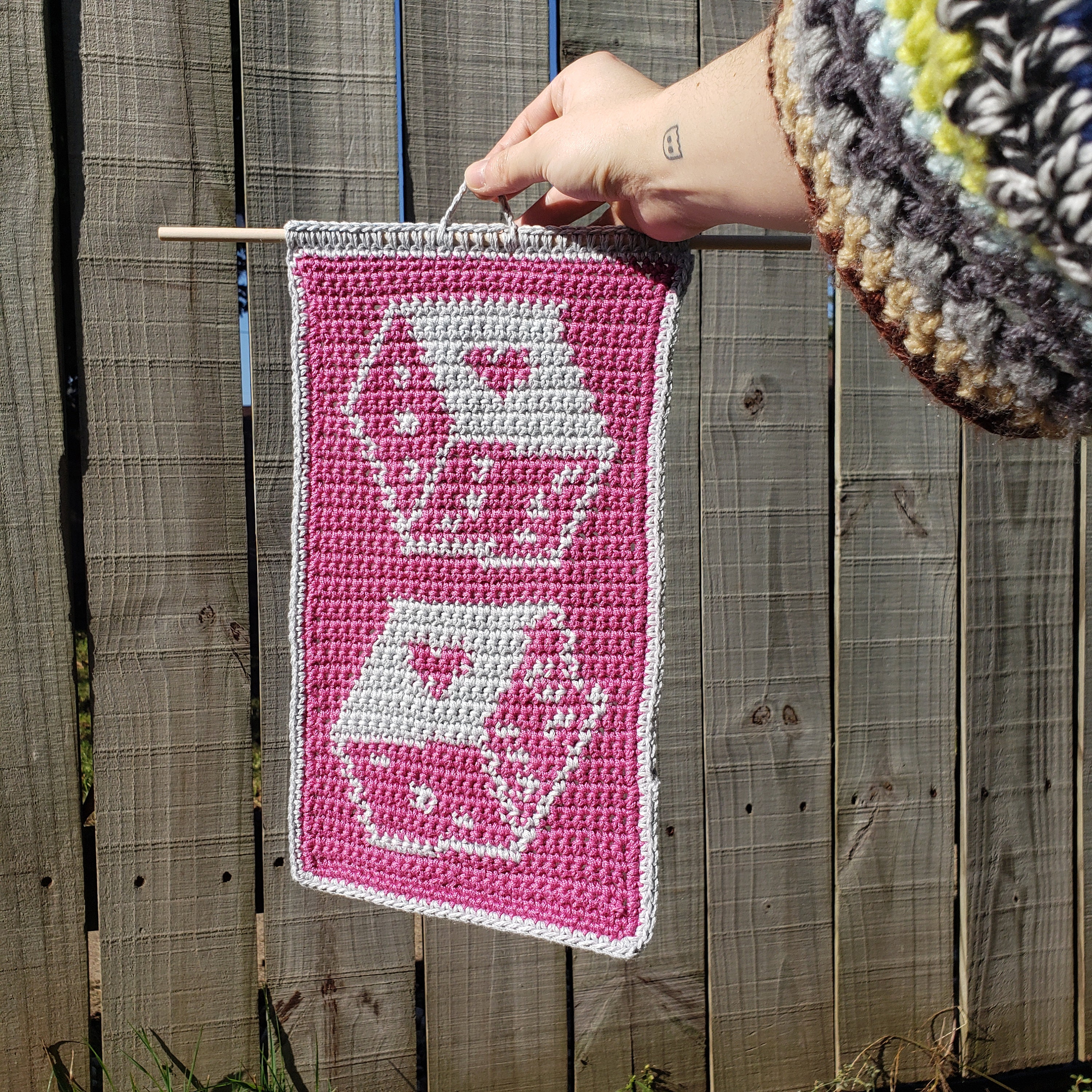 Heart Snake Eyes Tapestry Crochet PDF Pattern, Dice Single Crochet ...