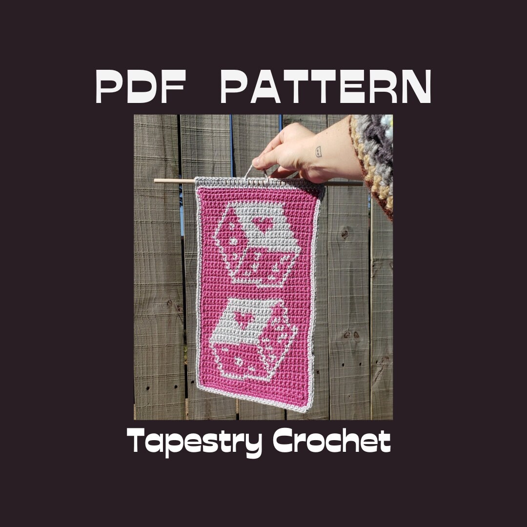 Heart Snake Eyes Tapestry Crochet PDF Pattern, Dice Single Crochet ...
