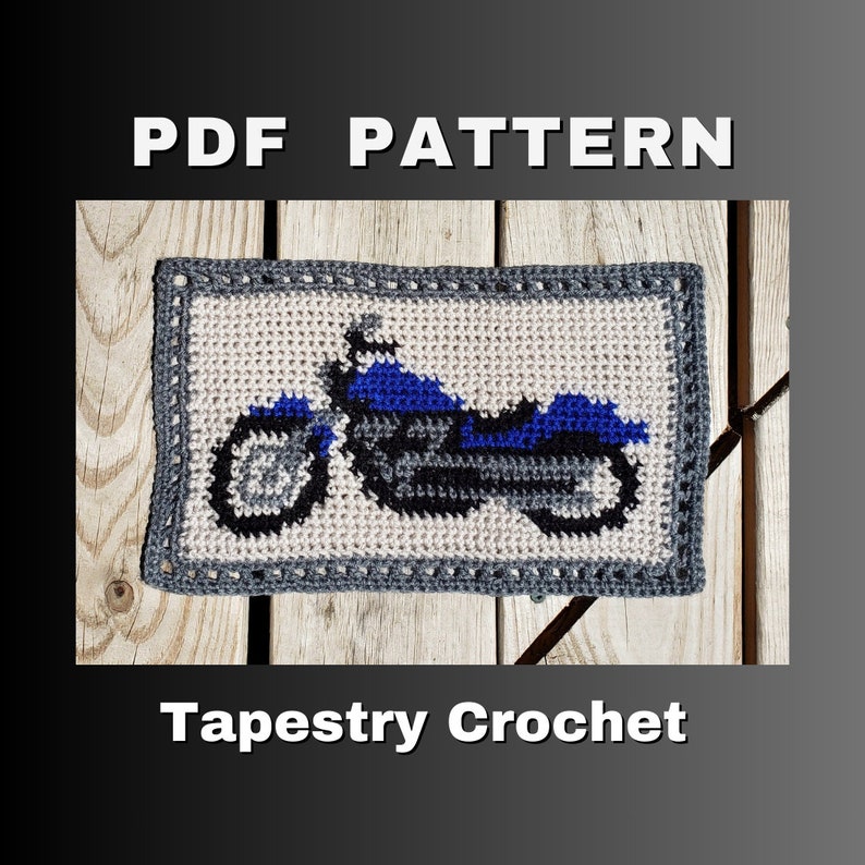 Motorcycle Tapestry Crochet PDF Pattern, Vroom Vroom Tapestry, Single ...