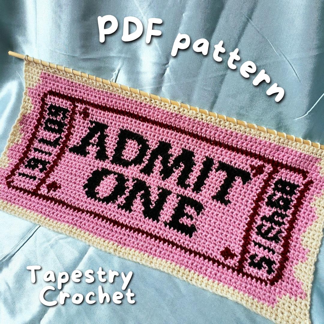 Admit One Tapestry Crochet PDF Pattern, Movie Theater Ticket Single ...