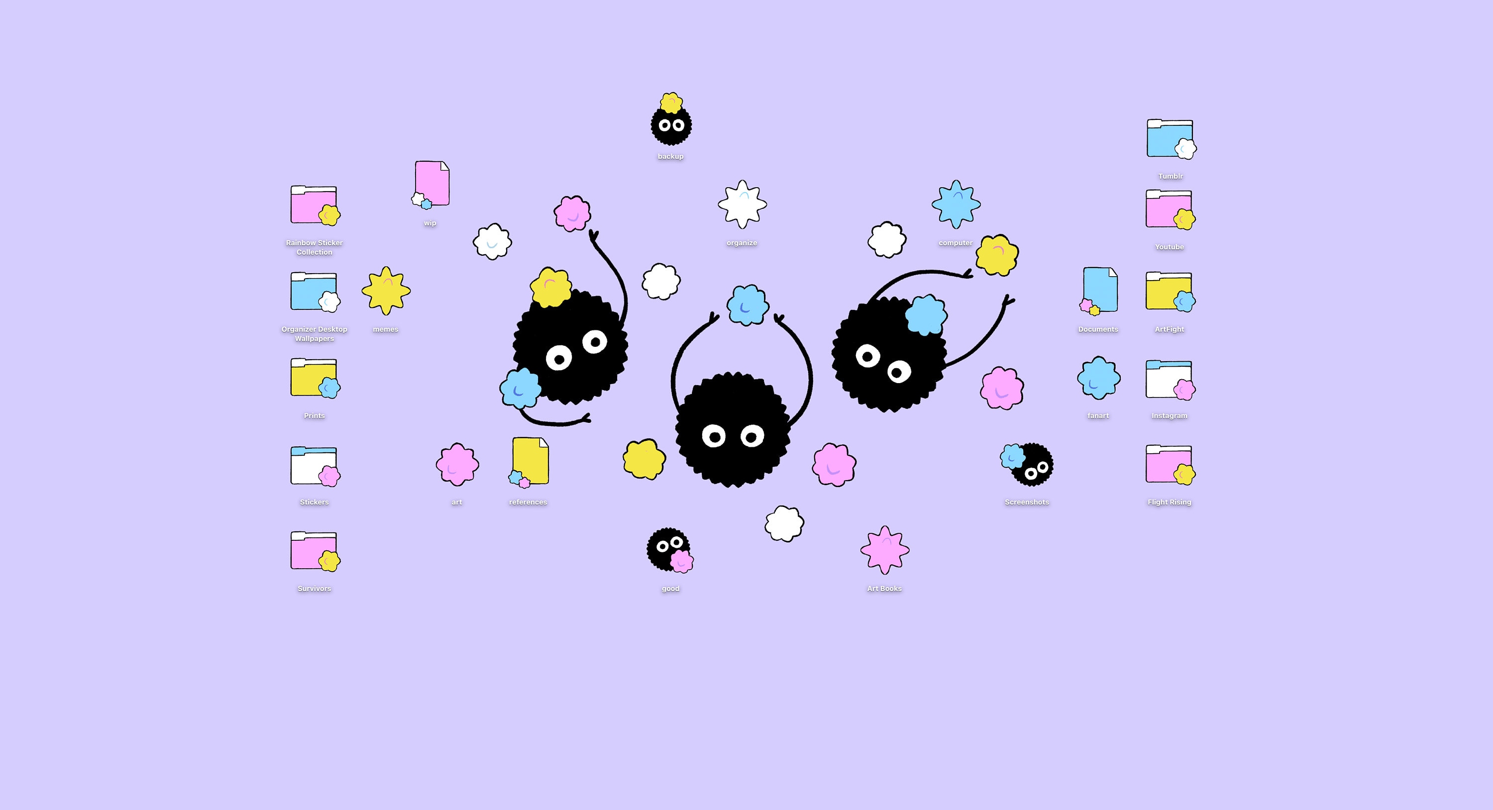 Desktop Wallpapers and Desktop Icons Ghibli Theme Soot Sprite Party - Etsy