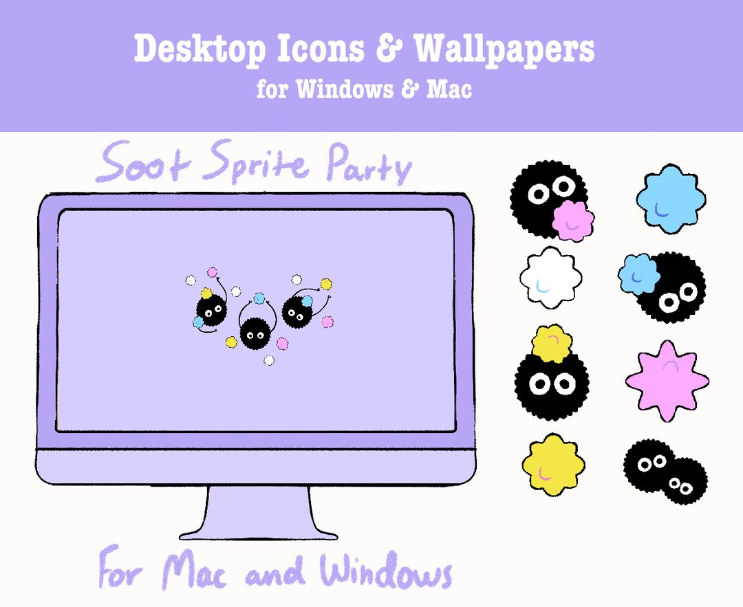 Desktop Wallpapers and Desktop Icons Ghibli Theme Soot Sprite Party - Etsy UK