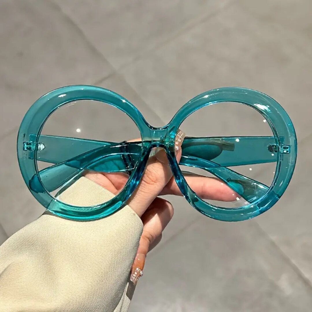 Chic Oversized Round Clear Lens Glasses Colorful Jelly Frames ...