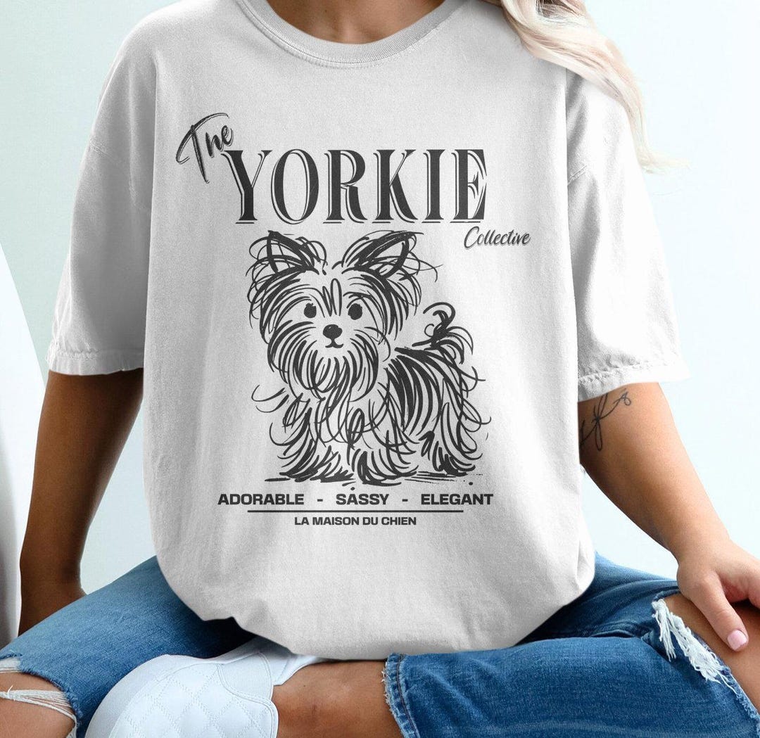 Comfort Colors Yorkie T-shirt, Doodle Art Style, Yorkie Mom Tee ...