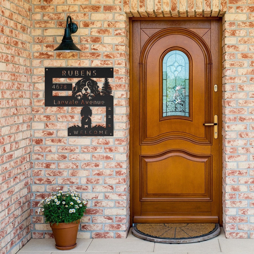 Custom Cavalier Metal Address Sign With Name and Address, Cute Spaniel ...