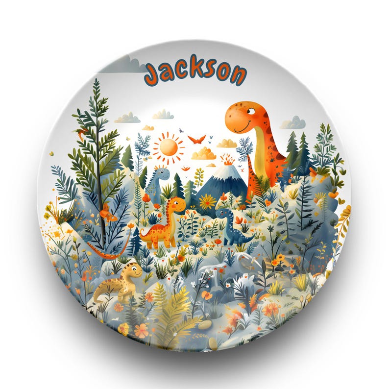 Cute Dinosaur Name Plate for Kids, Personalized Children's Dinnerware ...