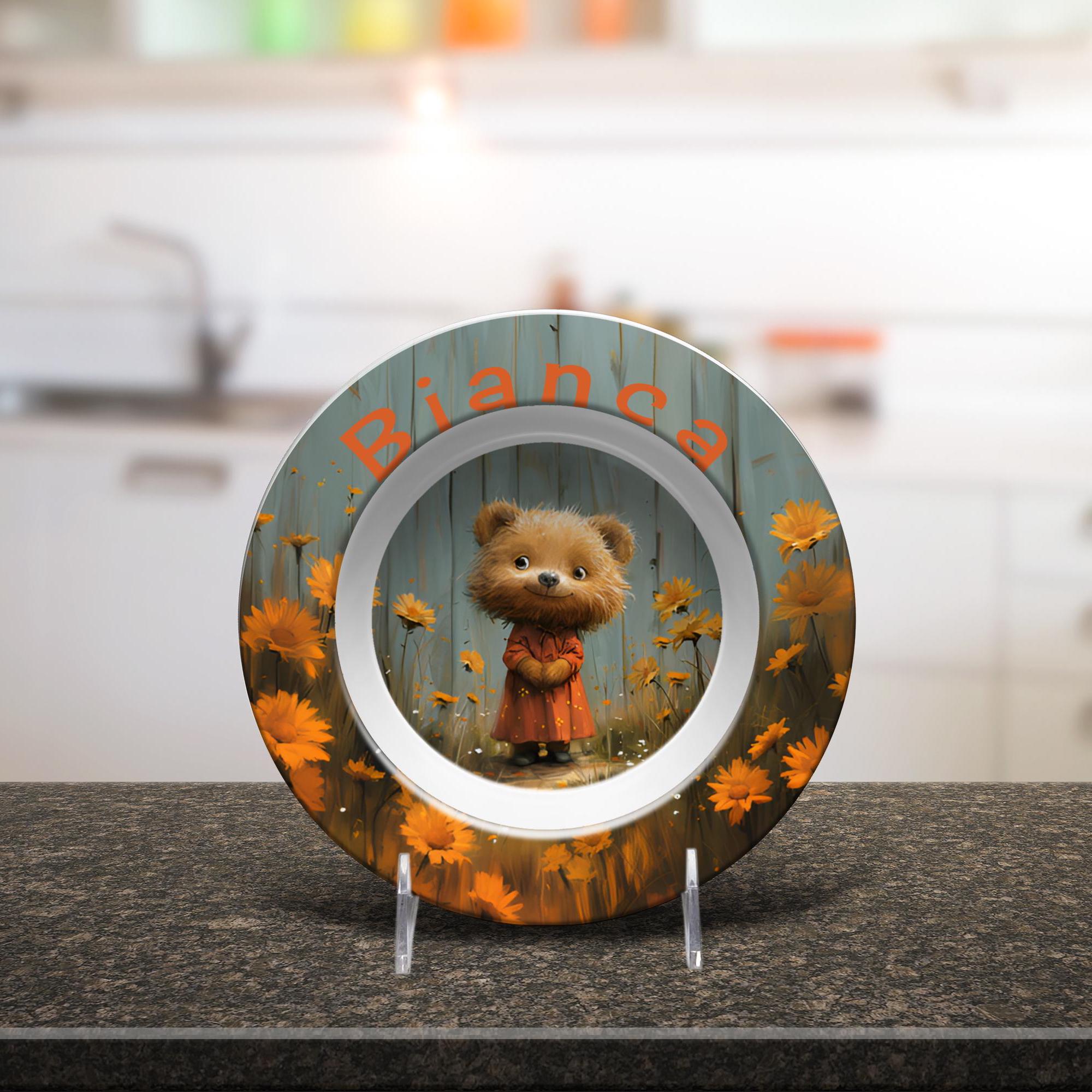 Custom Child Name Dinnerware Set, Cute Bear Design, Includes Plate Bowl ...