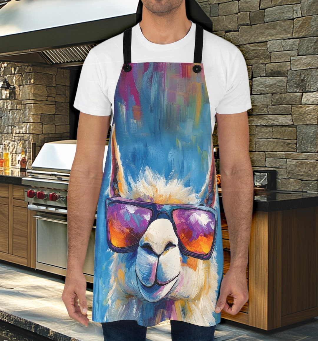 Cool Llama Apron, Fun Cooking Gift, Kitchen Accessories, BBQ Apron ...