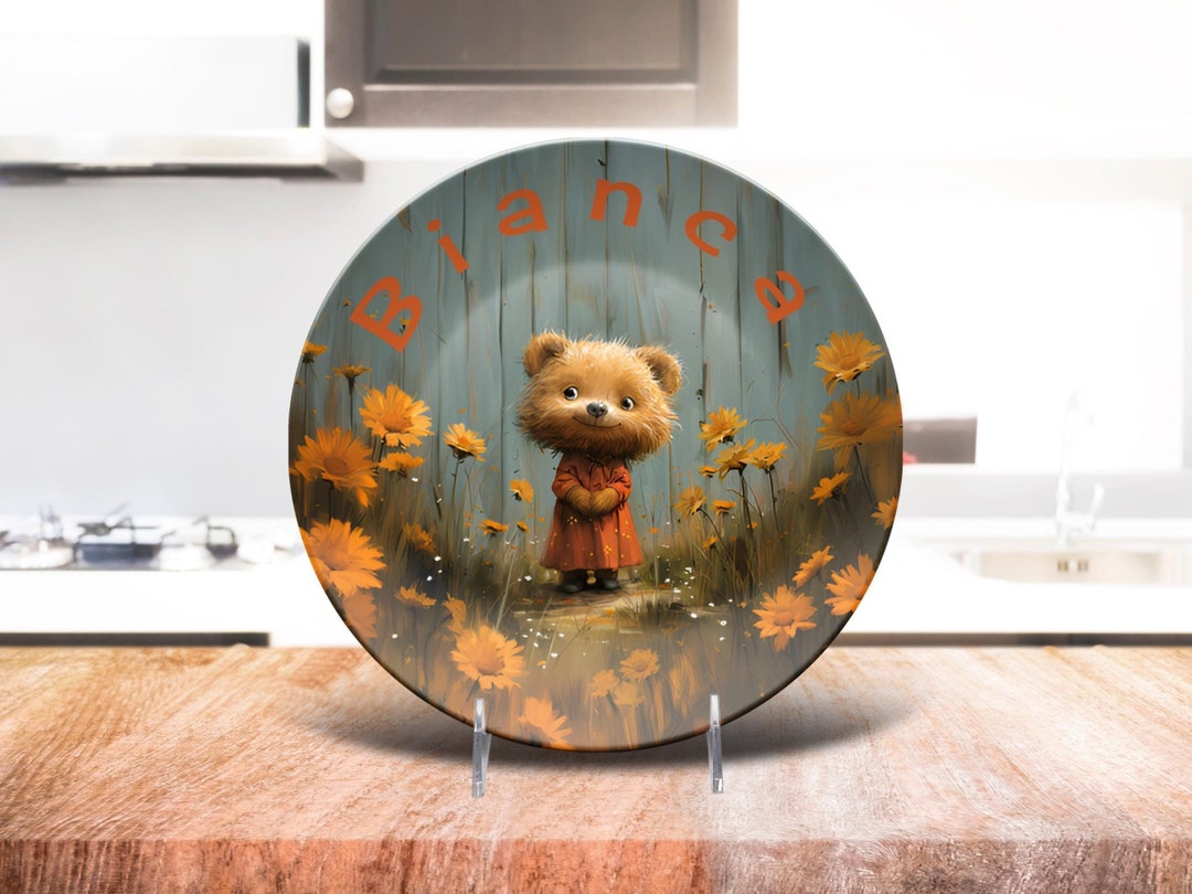 Custom Child Name Dinnerware Set, Cute Bear Design, Includes Plate Bowl ...