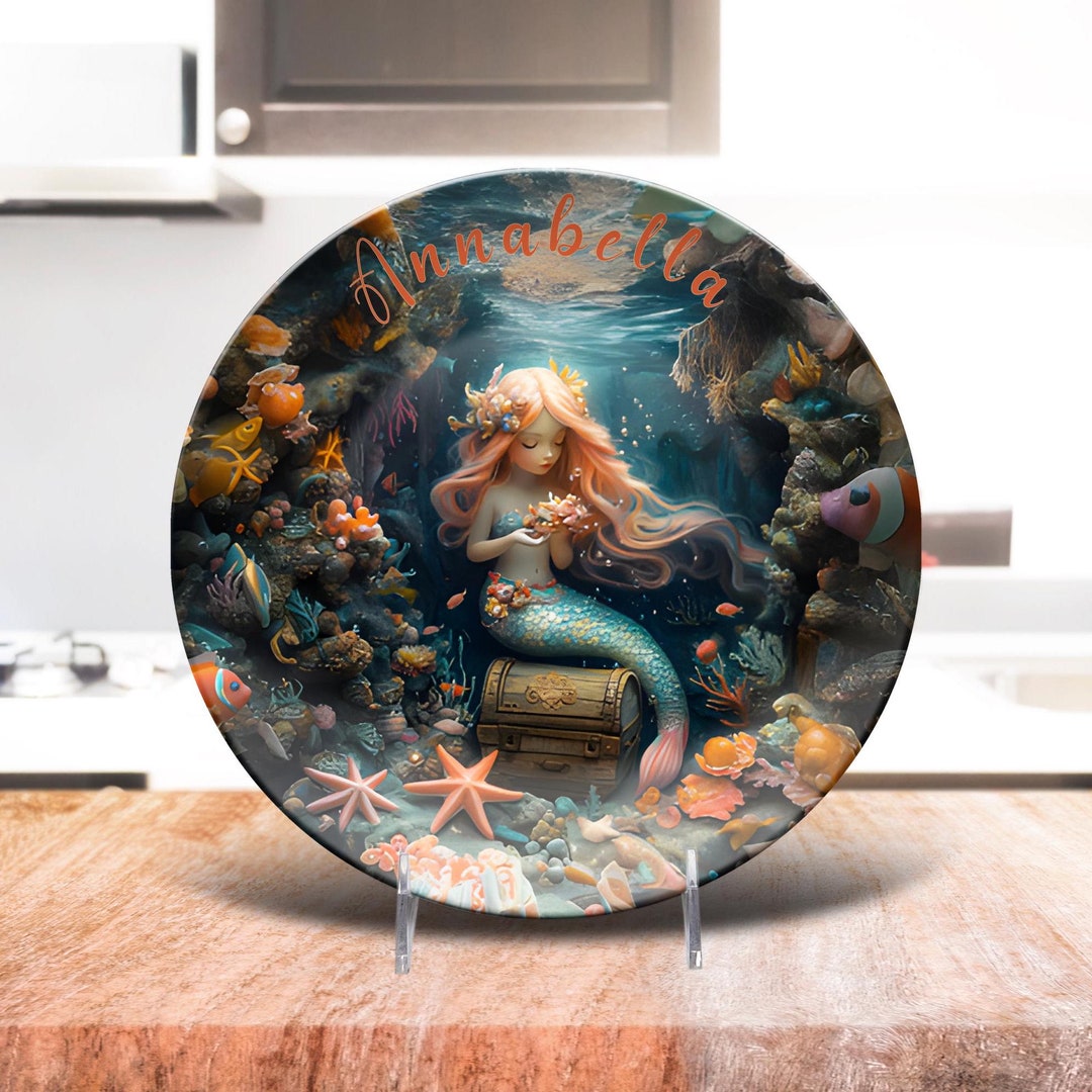 Customizable Mermaid Dinnerware for Kids, Childs Personalized Dinner ...