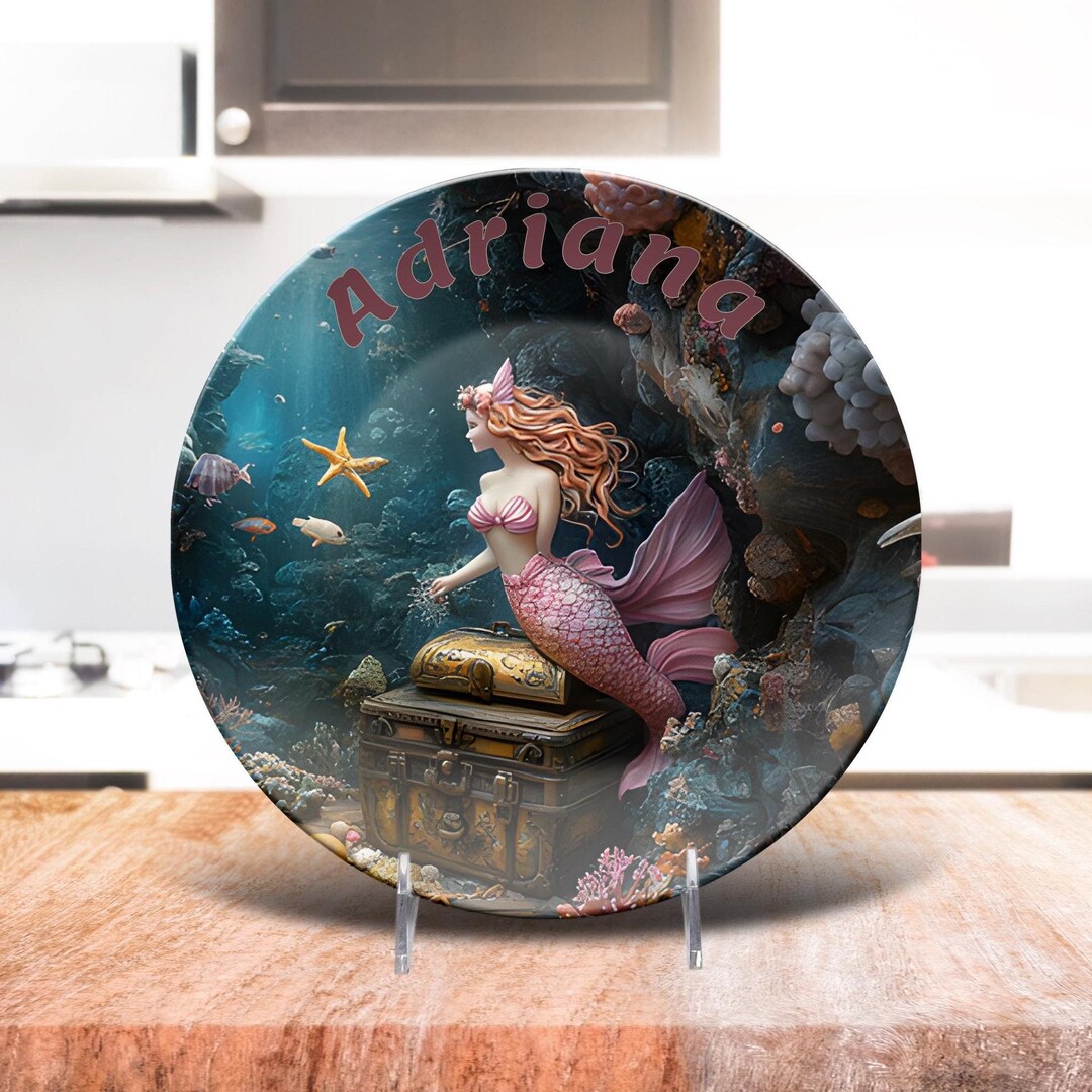 Personalized Mermaid Plate for Kids, Custom Name Childs Dinner Plate ...