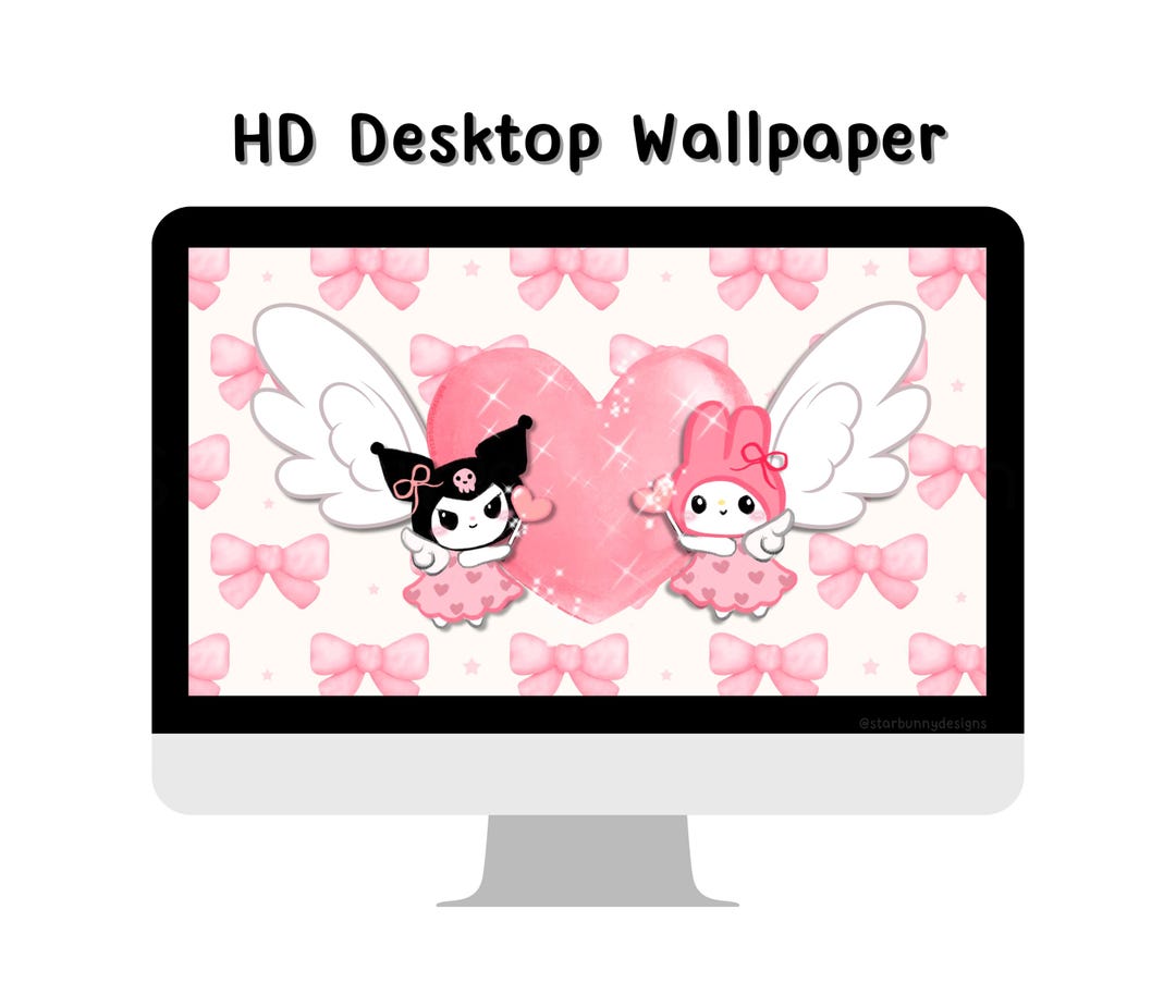 Angel Bunnies Desktop Wallpaper, Pink Coquette Wallpaper for Pc, Kawaii ...