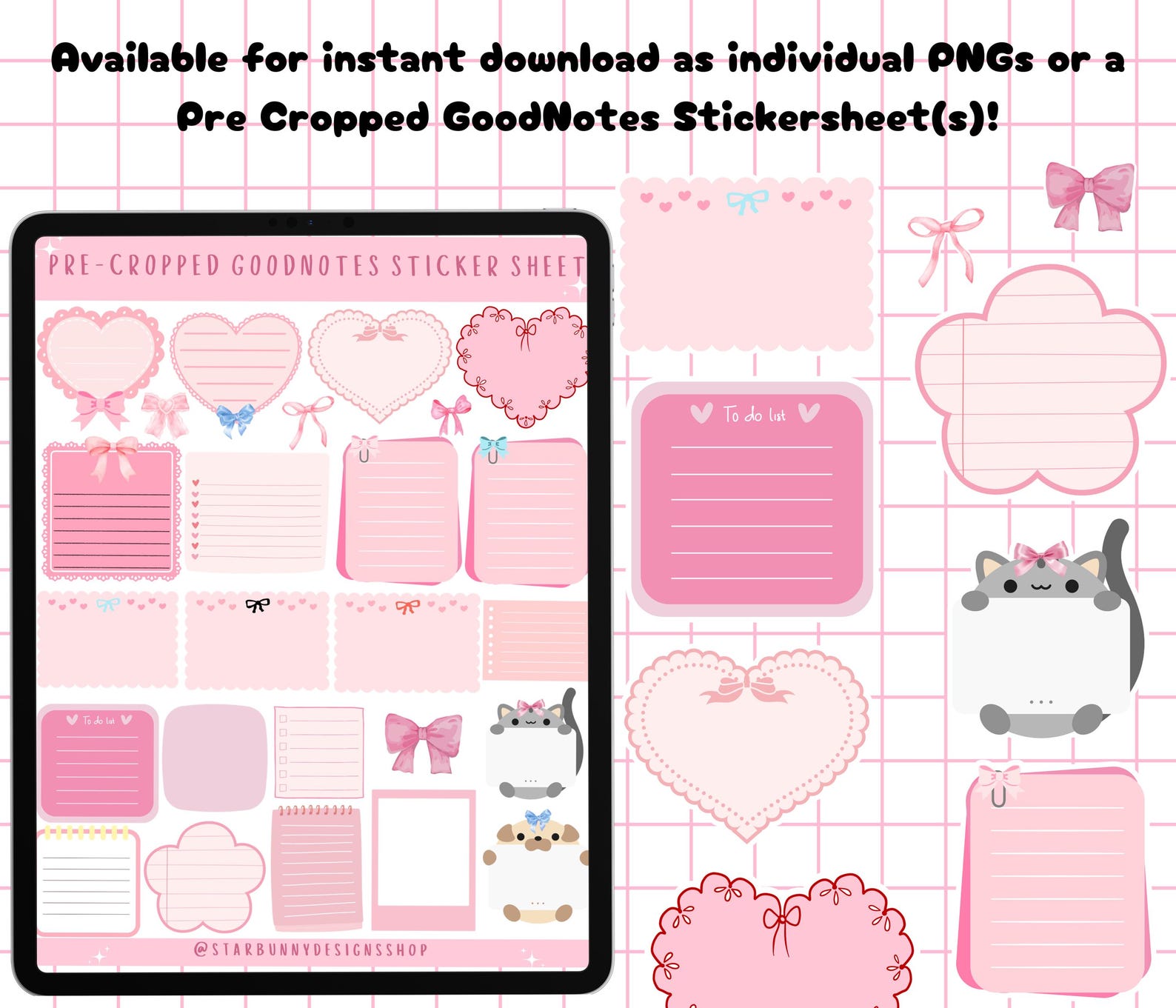 25 Pink Coquette Notepad Goodnotes Stickers, Pink Girly Goodnotes ...