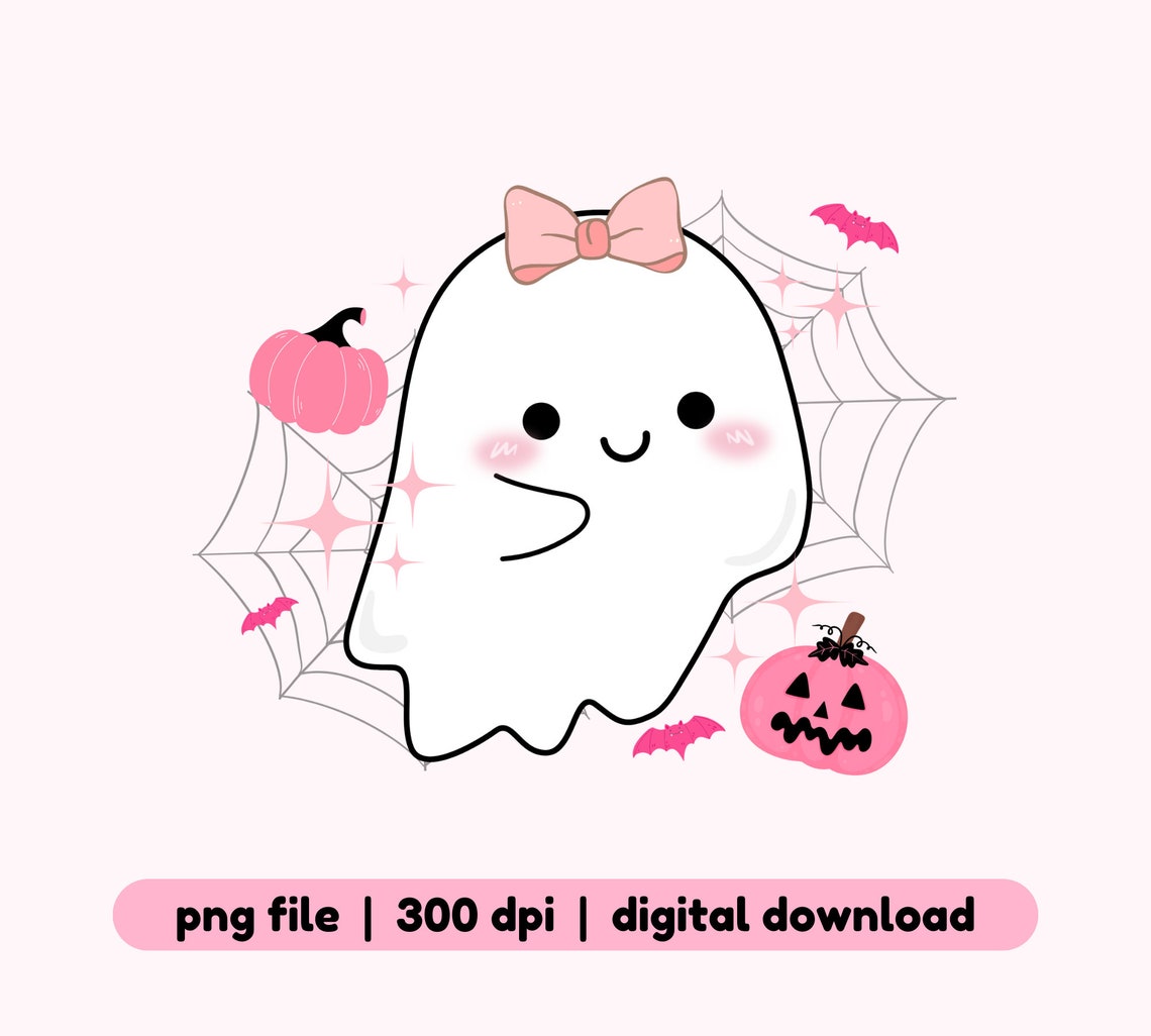 Cute Pink Bow Ghost PNG, Pink Halloween Ghost Png, Coquette Ghost Png ...