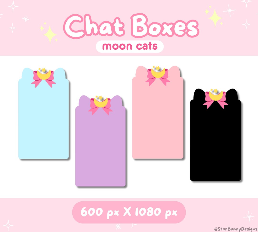Moon Cat Twitch Chat Boxes, Kawaii Chat Box Streamer, Kawaii Streamer ...