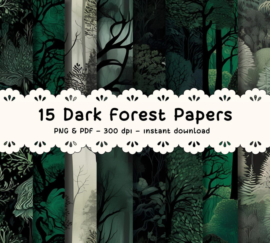 15 Dark Forest Digital Papers, Forest Papers for Scrapbooking, Forest ...