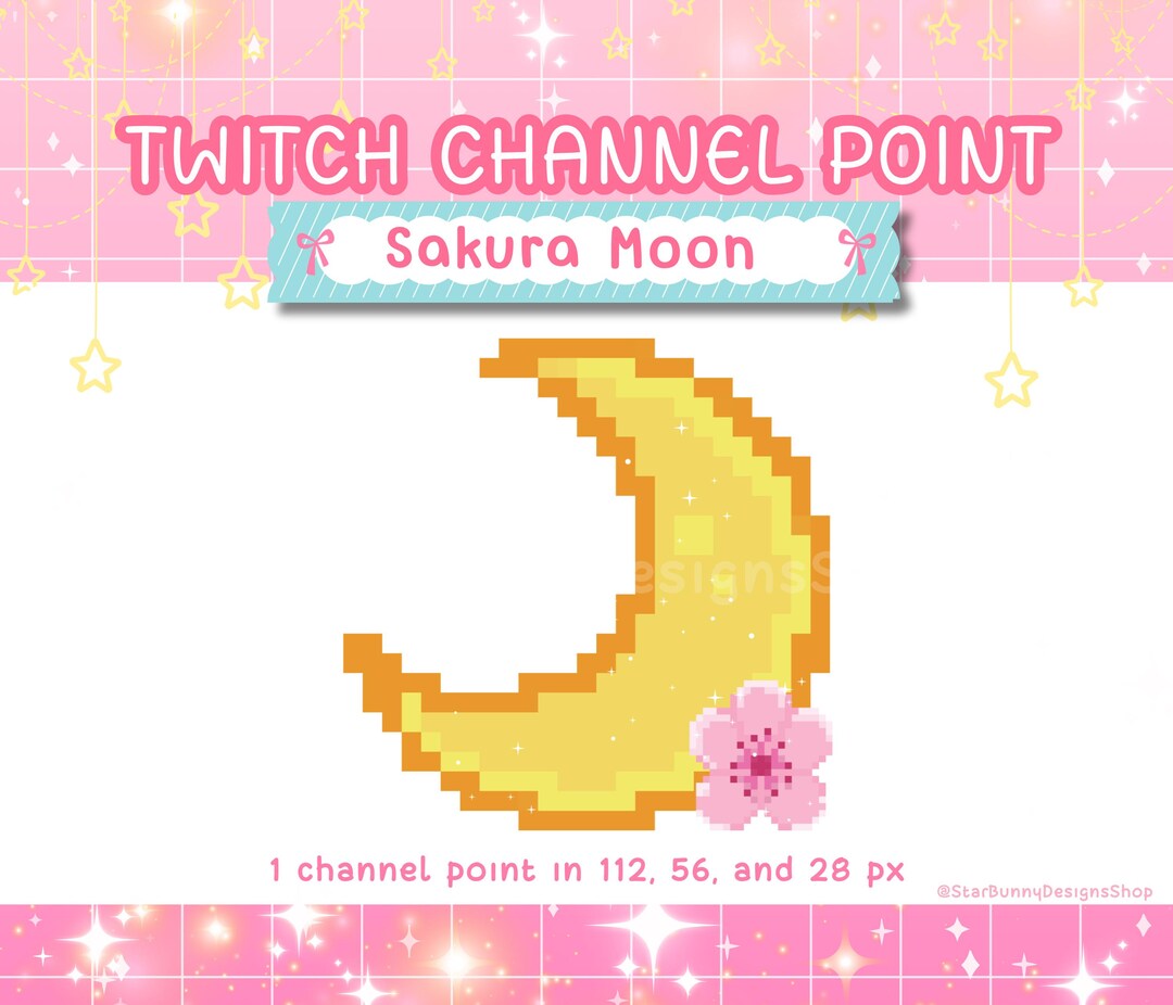 Sakura Moon Channel Point for Twitch Stream, Kawaii Moon Emotes, Cute ...