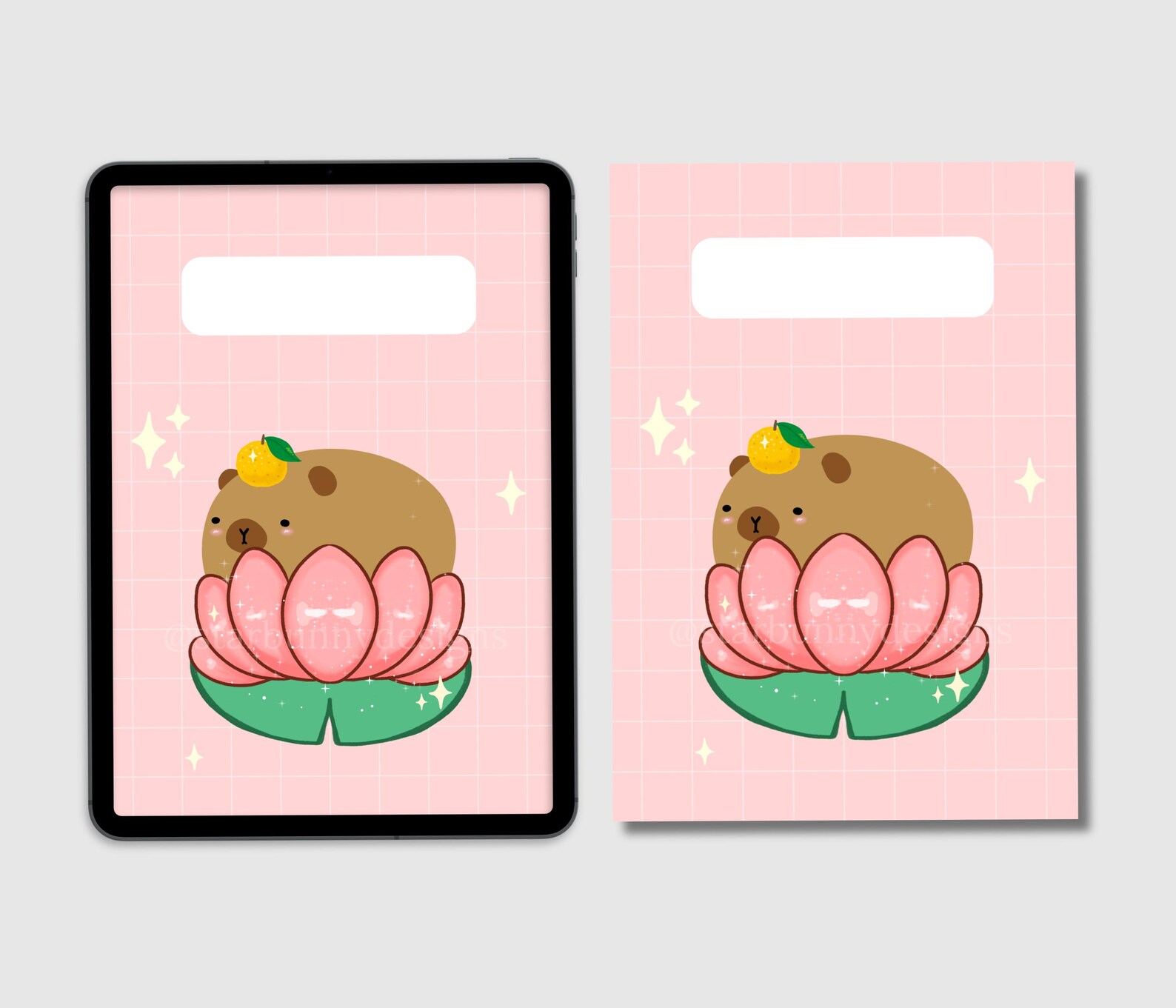 Capybara Lotus Notebook Cover, Kawaii Goodnotes Notebook Cover, Kawaii ...