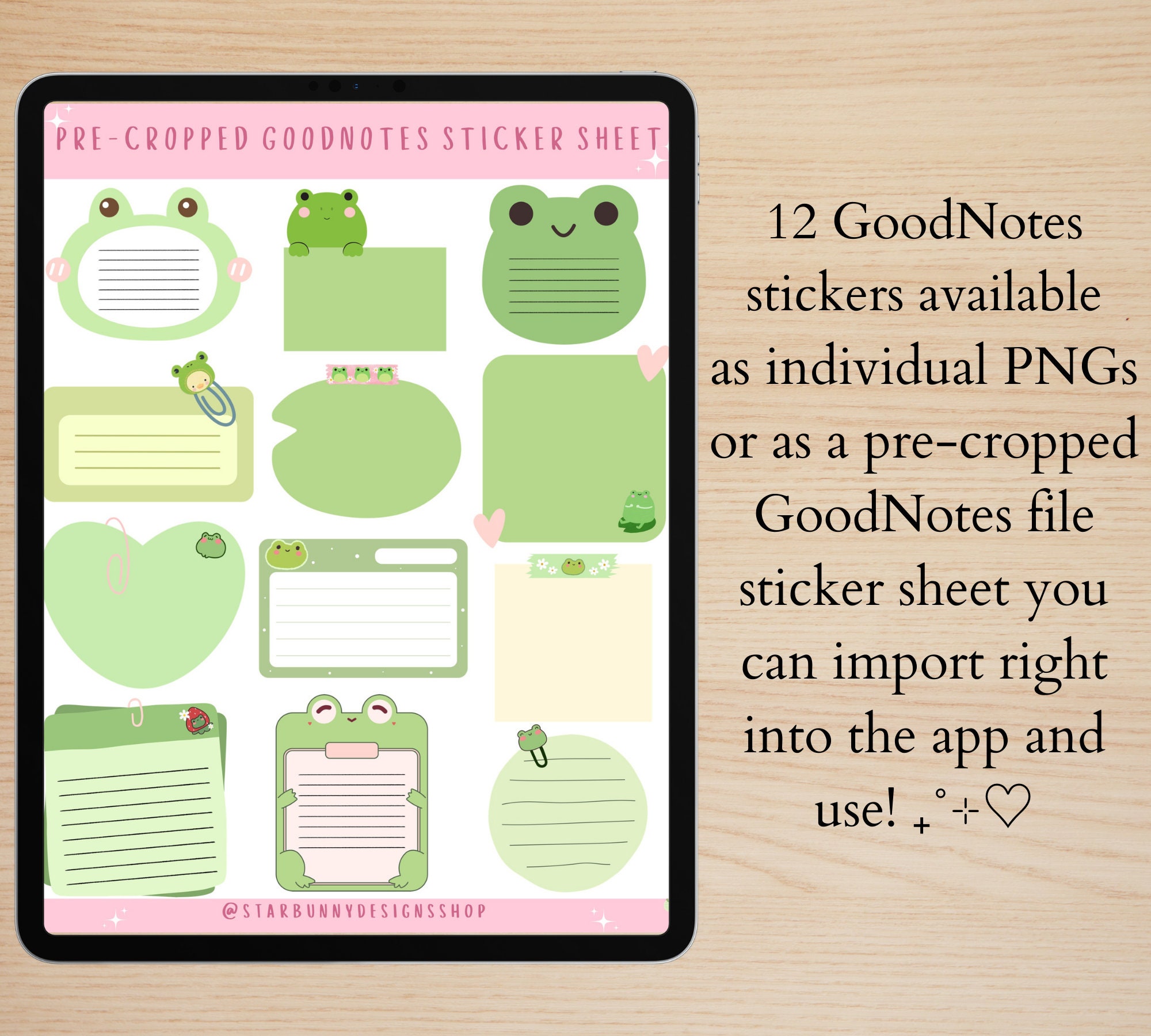 12 Kawaii Frog Note Pad Goodnotes Stickers, 12 Kawaii Frog Pre Cropped ...