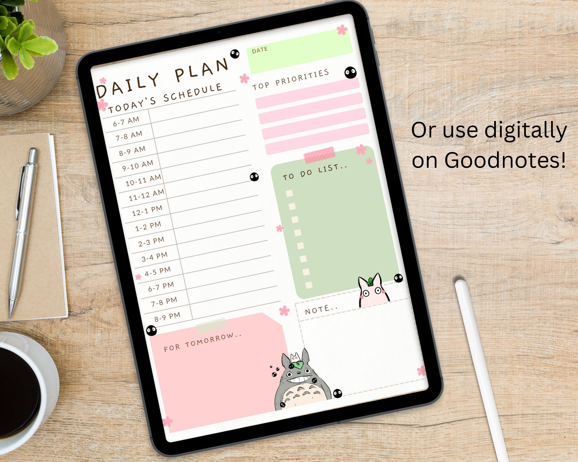 Kawaii Anime Forest Spirit Daily Planner Goodnotes Anime Daily Planner ...