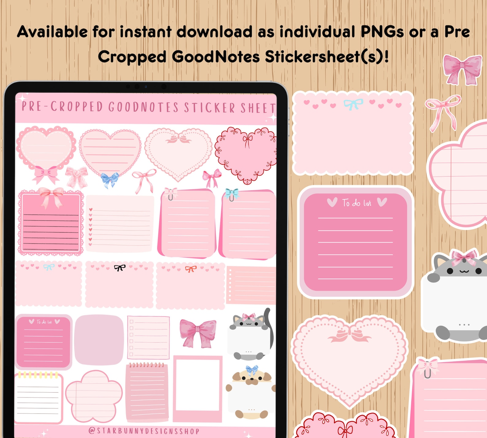 25 Pink Coquette Notepad Goodnotes Stickers, Pink Girly Goodnotes ...