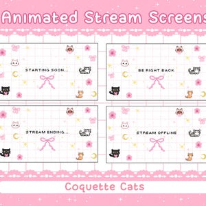 Coquette Cats Twitch Screens, Kawaii Streamer Screens, Starting Soon ...