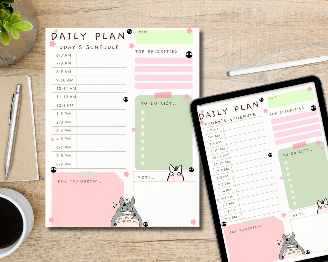 Kawaii Anime Forest Spirit Daily Planner Goodnotes Anime Daily Planner ...
