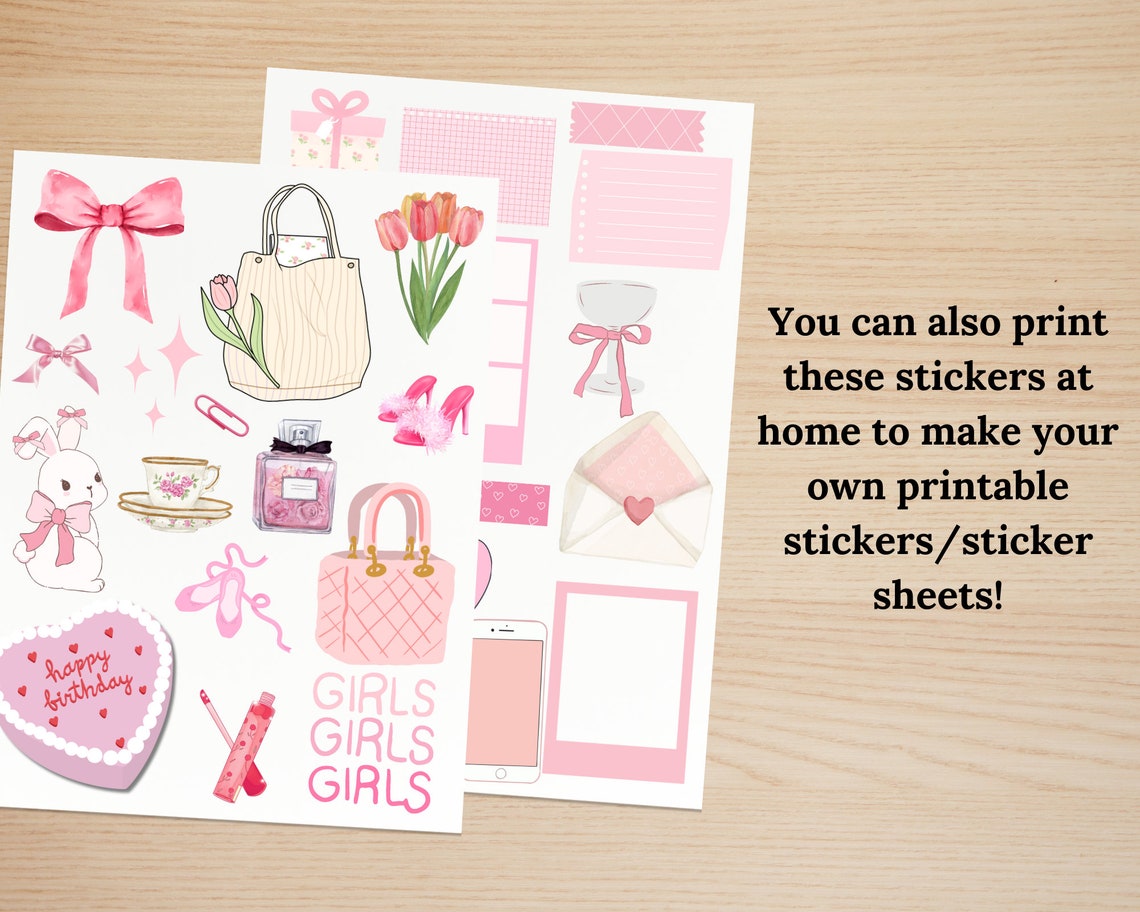40 Pink Coquette Goodnotes Stickers, Goodnotes Pre Cropped Sticker ...
