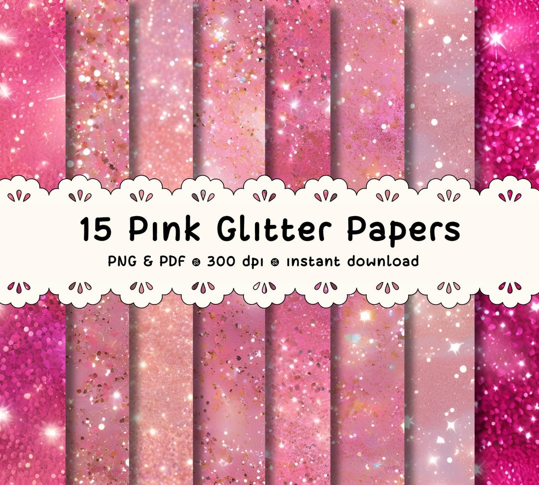 15 Pink Glitter Digital Papers, Pink Scrapbooking Papers, Pink Glitter ...