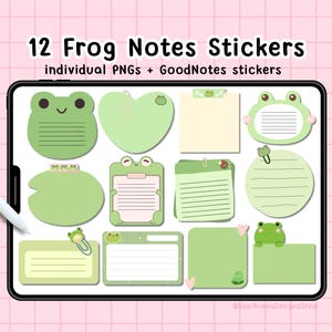 12 Frog Notepad Digital Stickers, Cute Frog Digital Stickers, Kawaii ...