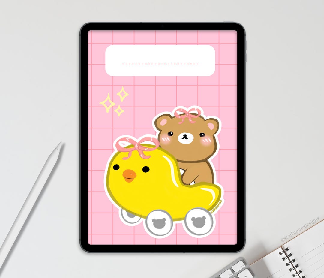Duck and Bear Notebook Cover, Kawaii Goodnotes Cover, Cute Goodnotes ...