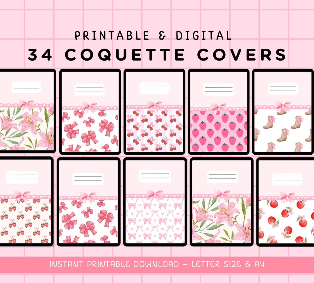 34 Pink Coquette Goodnotes Notebook Covers, Pink Bow Lace Goodnotes ...