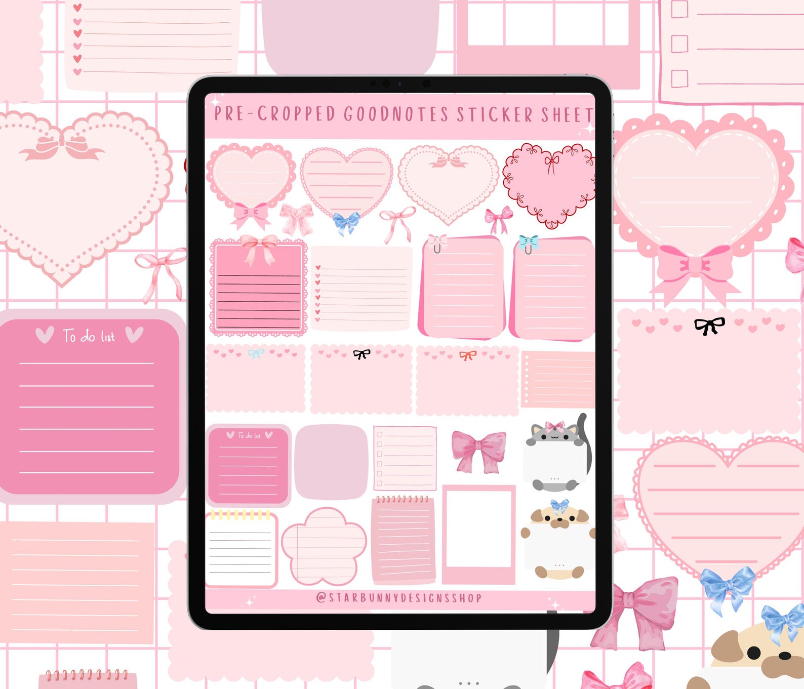 25 Pink Coquette Notepad Goodnotes Stickers, Pink Girly Goodnotes ...