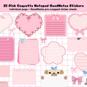 25 Pink Coquette Notepad Goodnotes Stickers, Pink Girly Goodnotes ...