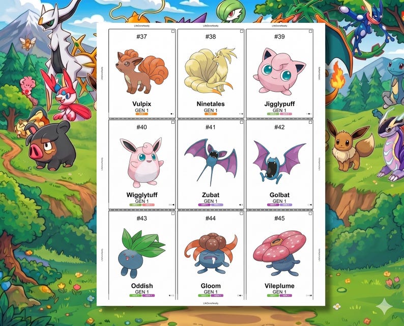 Pokémon Complete Pokédex 1–1025 Printable Bundle | Binder Placeholders ...