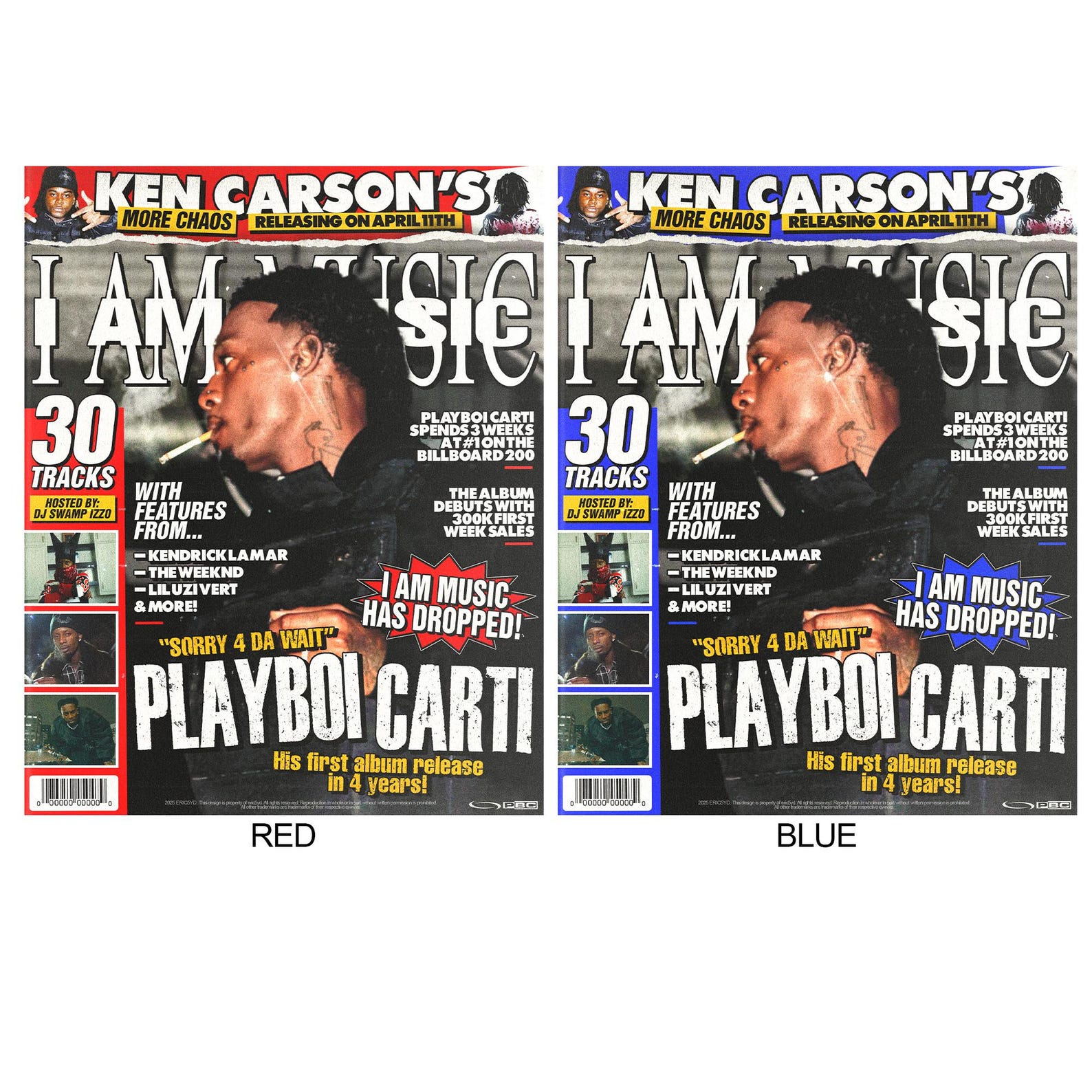 Playboi Carti Magazine Poster, 16x20in Art Print, I Am Music, Whole ...