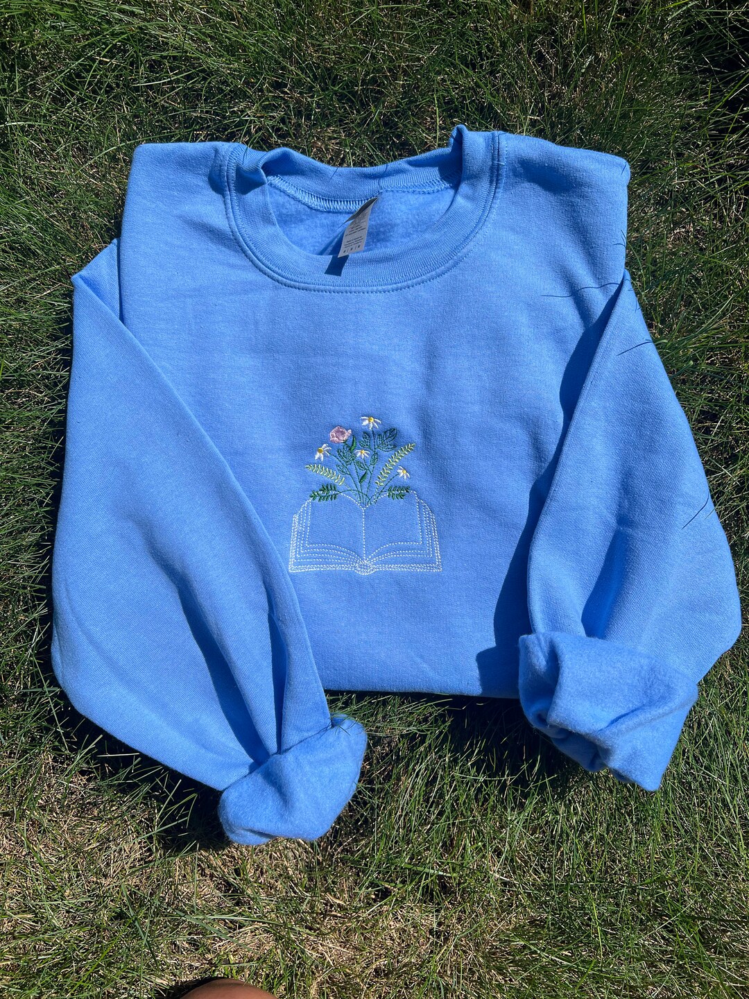 Open Book Embroidered Sweatshirt - Etsy