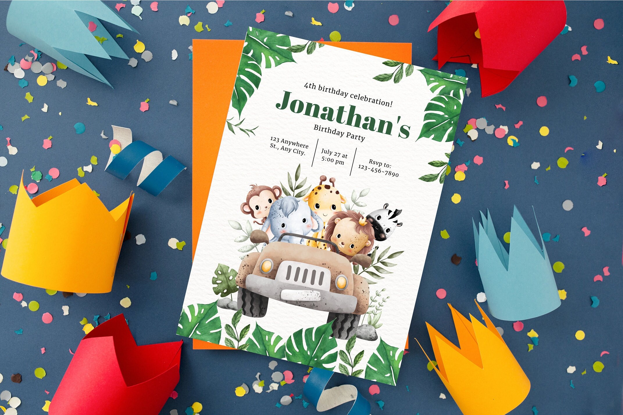 Safari Themed Invitation Printable, Downloadable Birthday Invitation ...