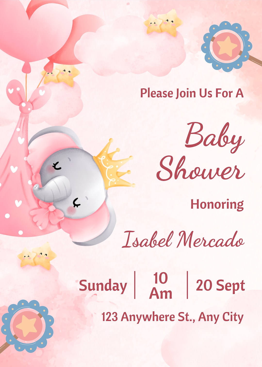 Pastel Baby Shower Birthday Invitation Printable Editable and - Etsy