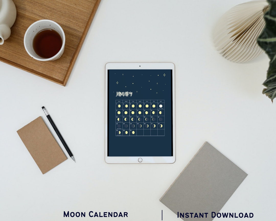 Printable Moon Calendar, Digital Instant Download, Pdf Print - Etsy