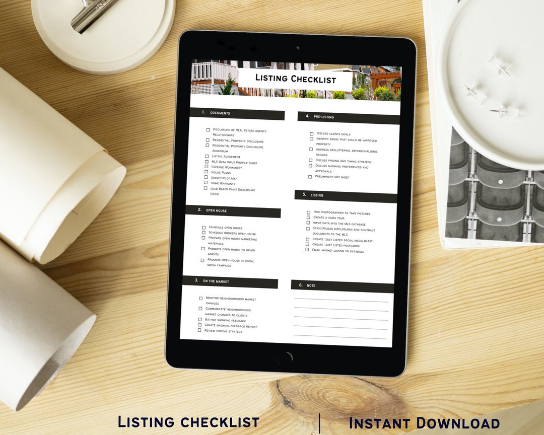 Listing Checklist, Seller Checklist, Marketing Checklist, Real Estate ...