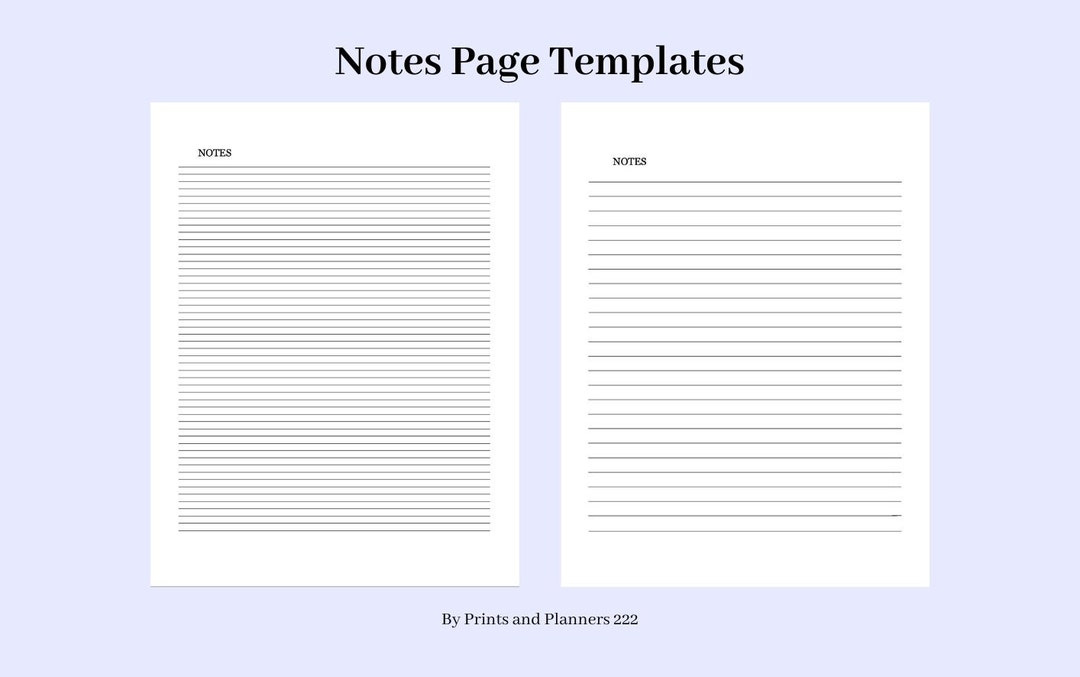 Digital Notes Page Template - Printable Pdf - Etsy