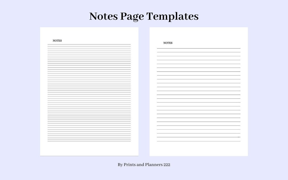 Digital Notes Page Template - Printable Pdf - Etsy