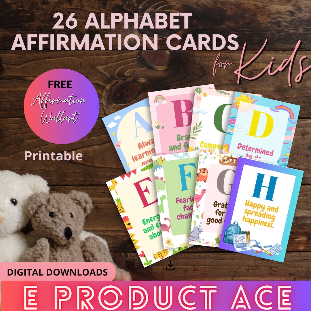 26 Alphabet Affirmation Cards for Kids Positive Printable ABC - Etsy