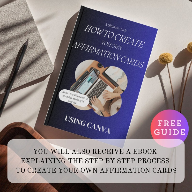 Blank Affirmation Card Editable Templates Canva With Free Ebook DIY ...