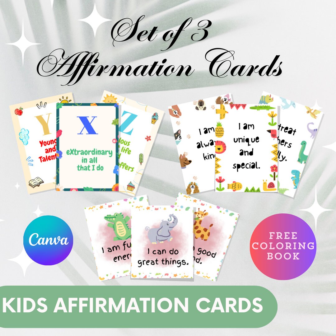 Affirmation Cards for Kids Affirmation Cards Set of 3 Alphabet ...