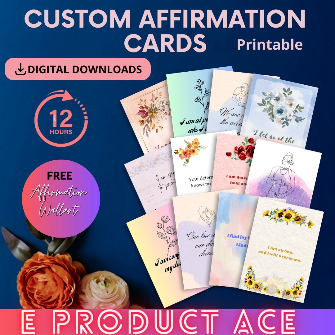 CUSTOM Affirmation Cards With 15 Custom Design ,select You Design and ...