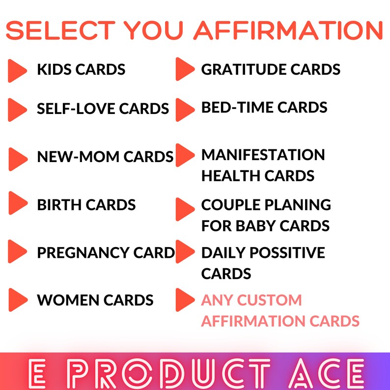 CUSTOM Affirmation Cards With 15 Custom Design ,select You Design and ...