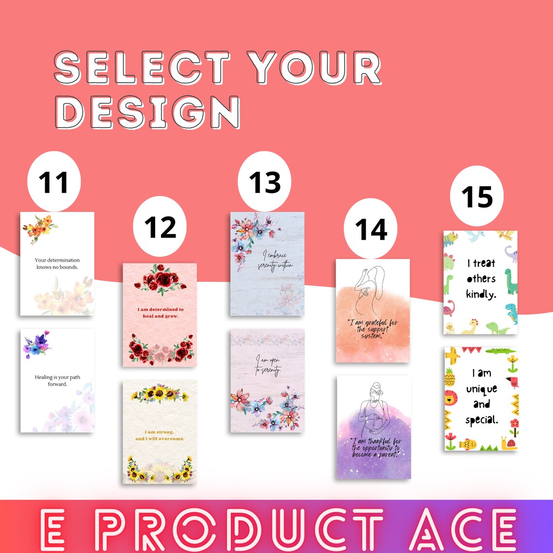 CUSTOM Affirmation Cards With 15 Custom Design ,select You Design and ...