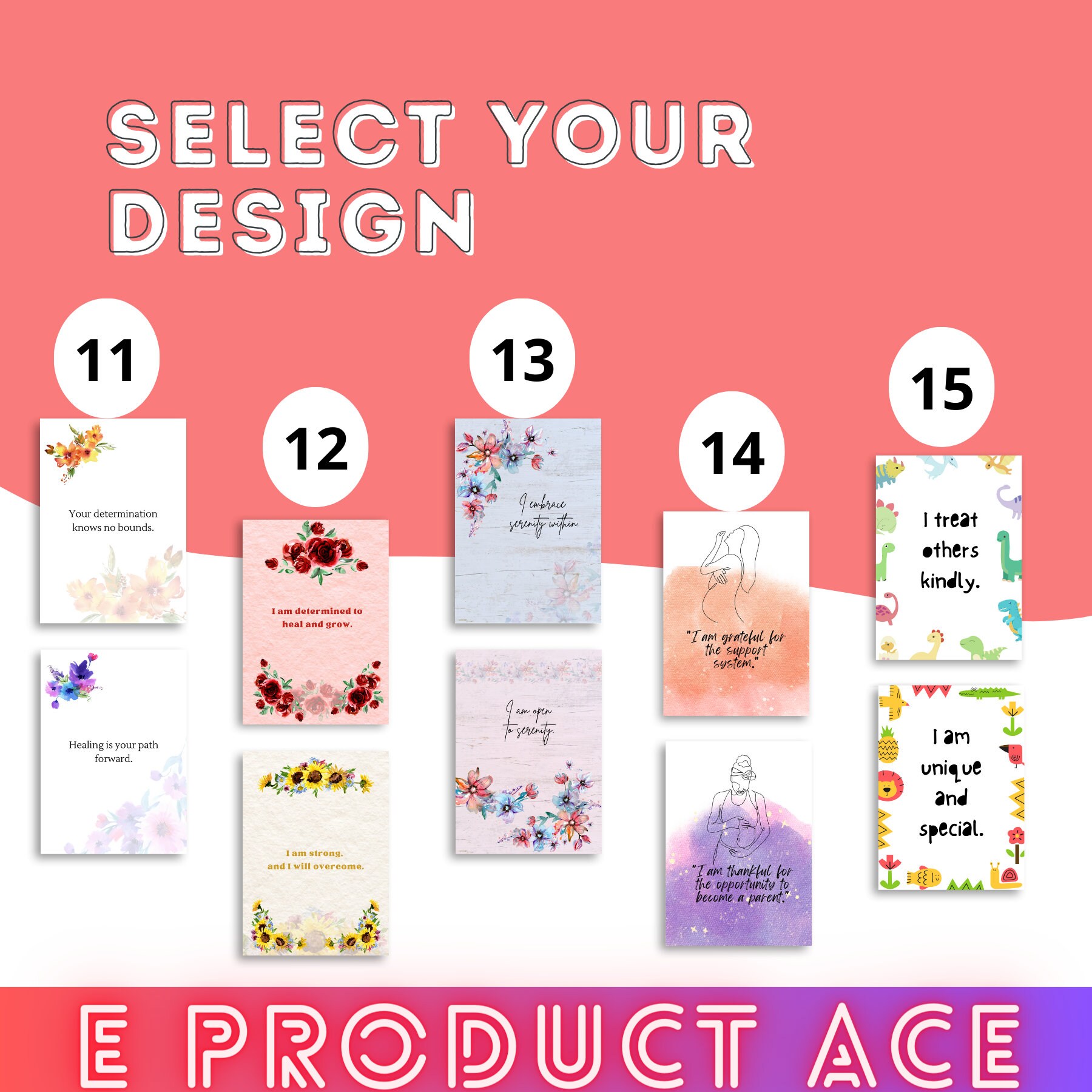 CUSTOM Affirmation Cards With 15 Custom Design ,select You Design and ...